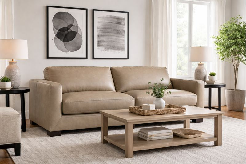 Maverick Buff Leather Sofa Furniture Burlington ON Li Furniture Sofa ...